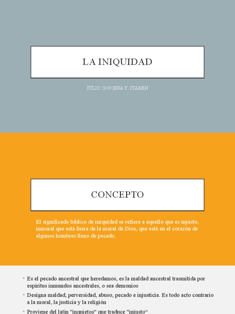 La Iniquidad | PDF | Pecado | Jesús