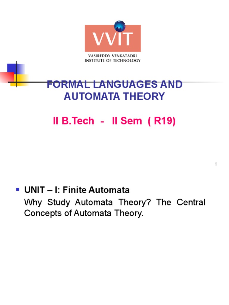 Formal Languages and Automata Theory: II B.Tech - II Sem (R19 ... Formal Languages and Automata Theory: II B.Tech - II Sem (R19 ...