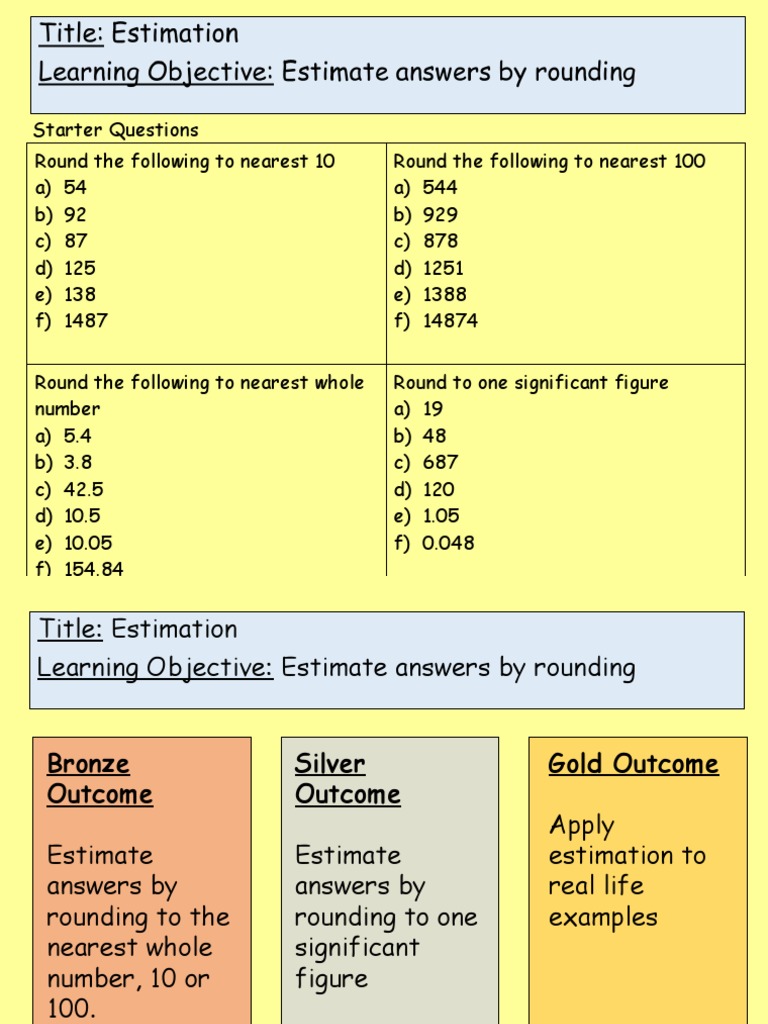KS3 - Estimation | PDF | Significant Figures
