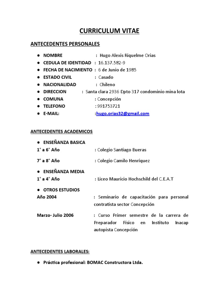 0 - Curriculum Vitae Hugo | PDF