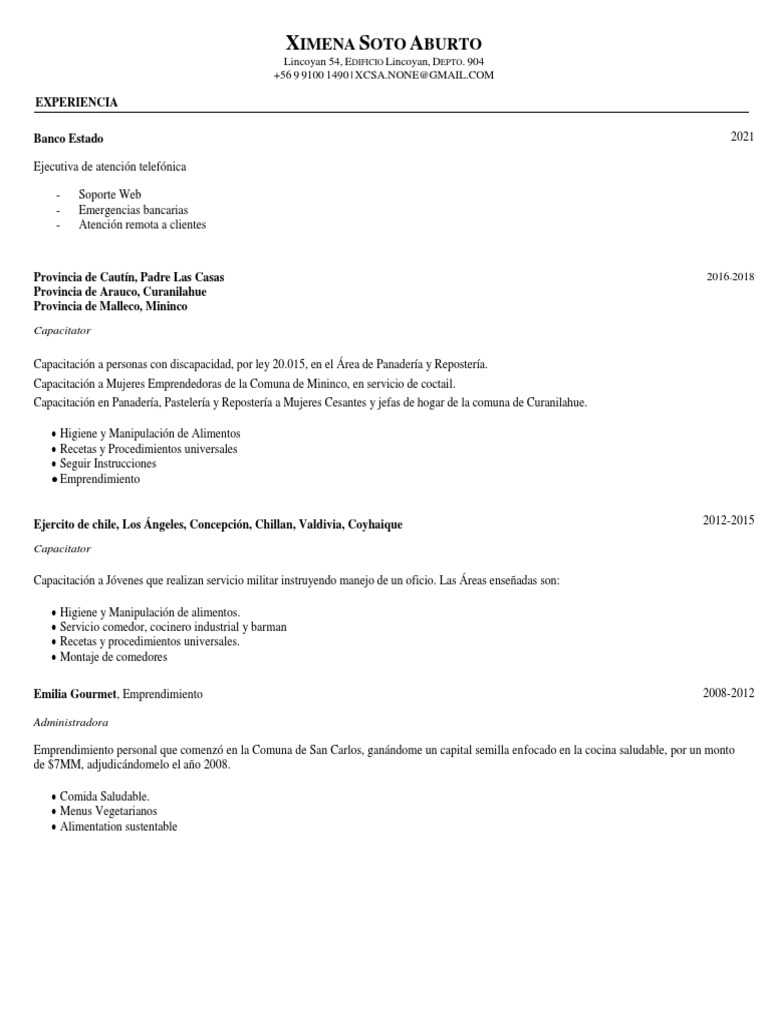 CV Ximena Soto - 2021 | PDF | Industria de alimentos | Alimentos