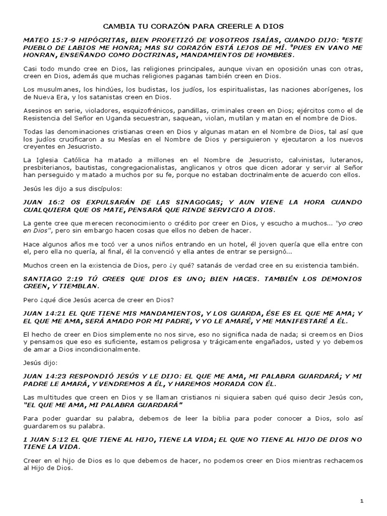 Cambia Tu Corazón para Creer en Dios | PDF | Jesús | Dios