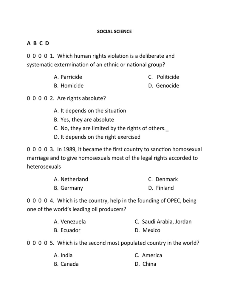 Social Science and Geography Quiz | PDF | Asia | Taxes