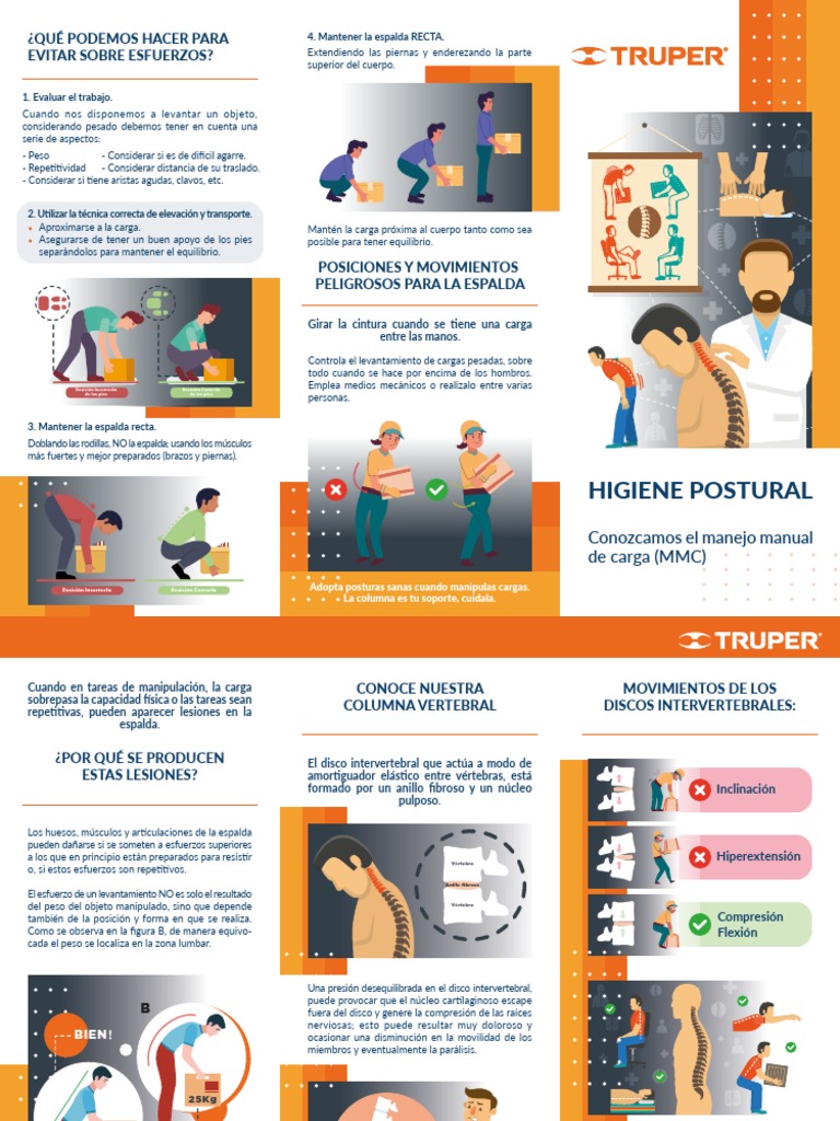 Triptico Higiene Postural | PDF | La columna vertebral | Anatomía humana