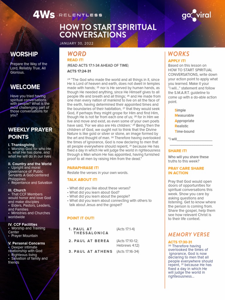 4ws Idc How To Start Spiritual Conversations Jan 30 22 Goviral | PDF ...