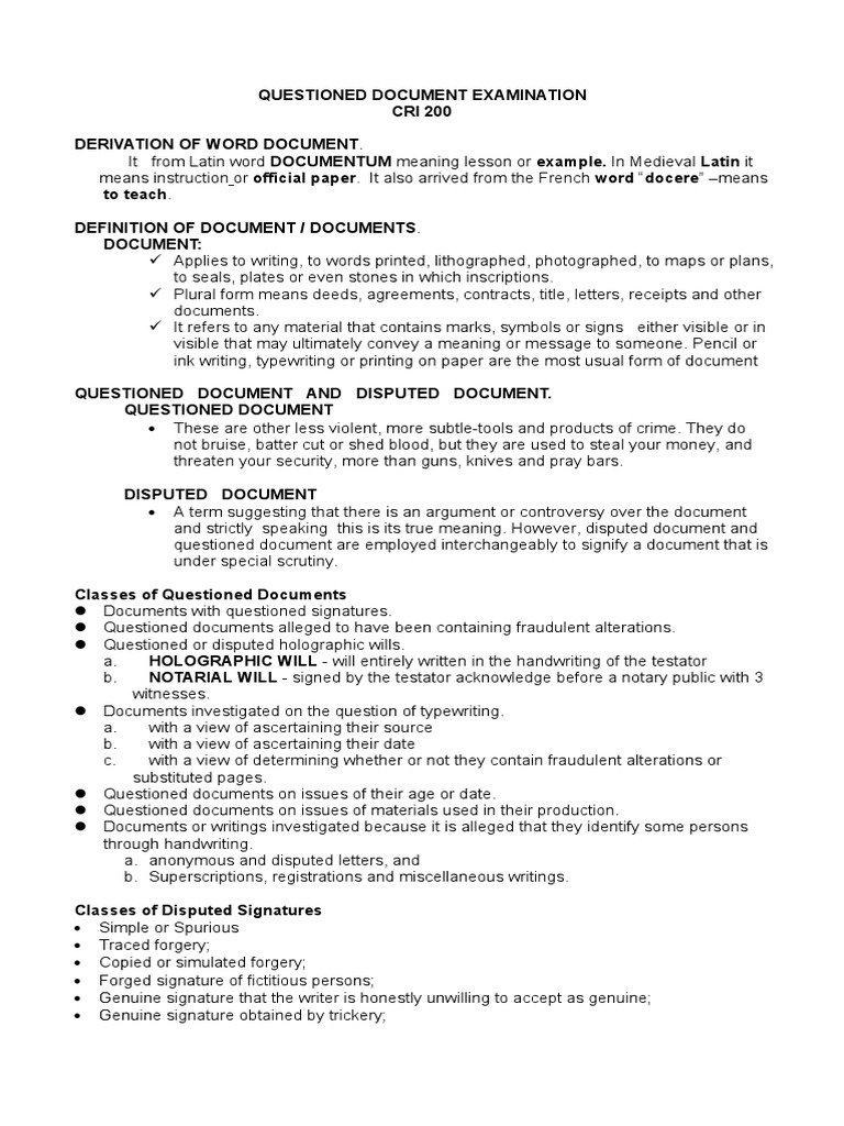 QUESTIONED DOCUMENT EXAMINATION | PDF | Ink | Pen