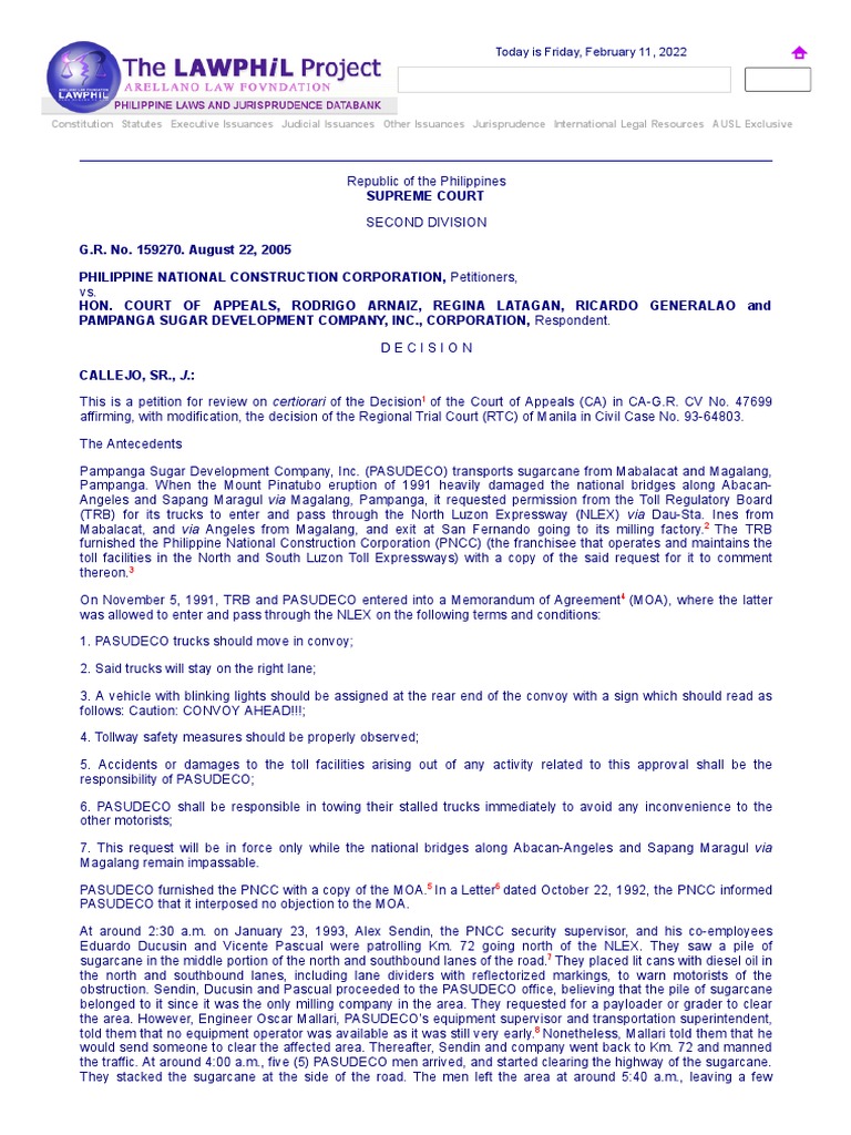 PASUDECO vs. PNCC: NLEX Accident Case | PDF | Negligence | Tort