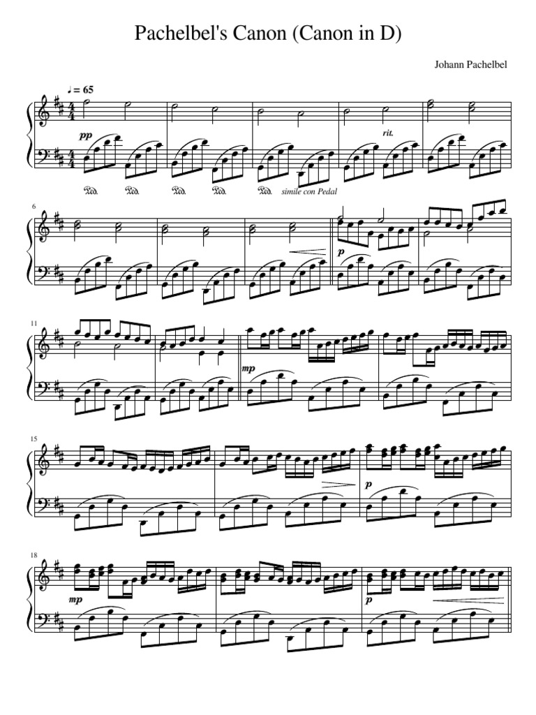 Pachelbels Canon Canon in D | PDF | Pachelbel's Canon | Baroque