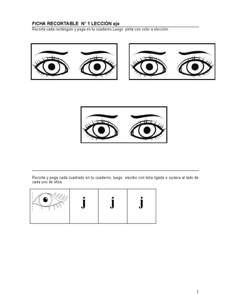 FICHA RECORTABLE #1 Lección Ojo | PDF