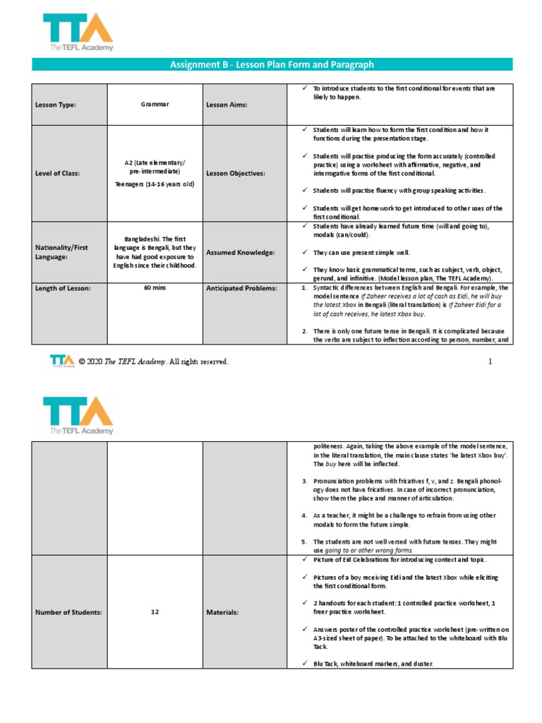 Lesson Plan Form and Paragraph | PDF | Verb | Question