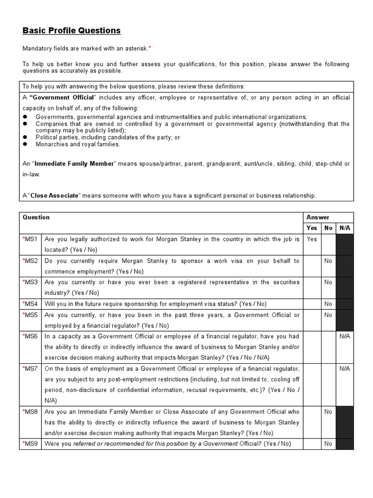 Basic Profile Questions Form | PDF | Justice | Crime & Violence