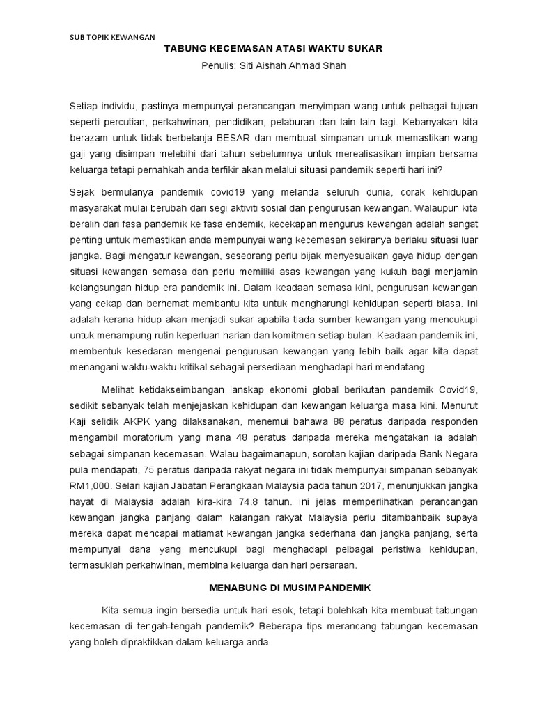 Aisyah-Tabung - 2ND Draft Finale | PDF