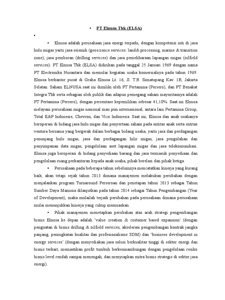 PT Elnusa TBK | PDF