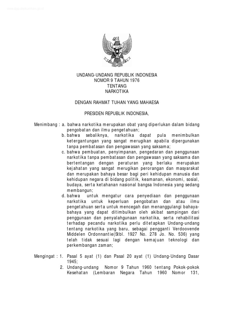 UU Nomor 9 Tahun 1976 | PDF