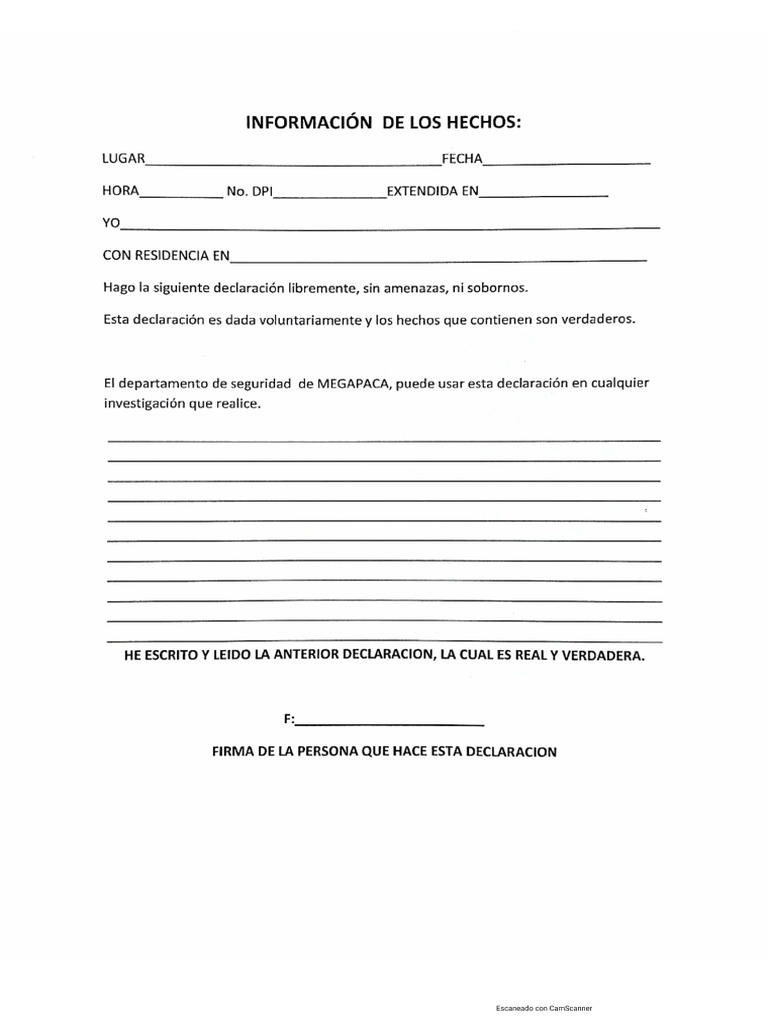 Declaración de Hechos | PDF