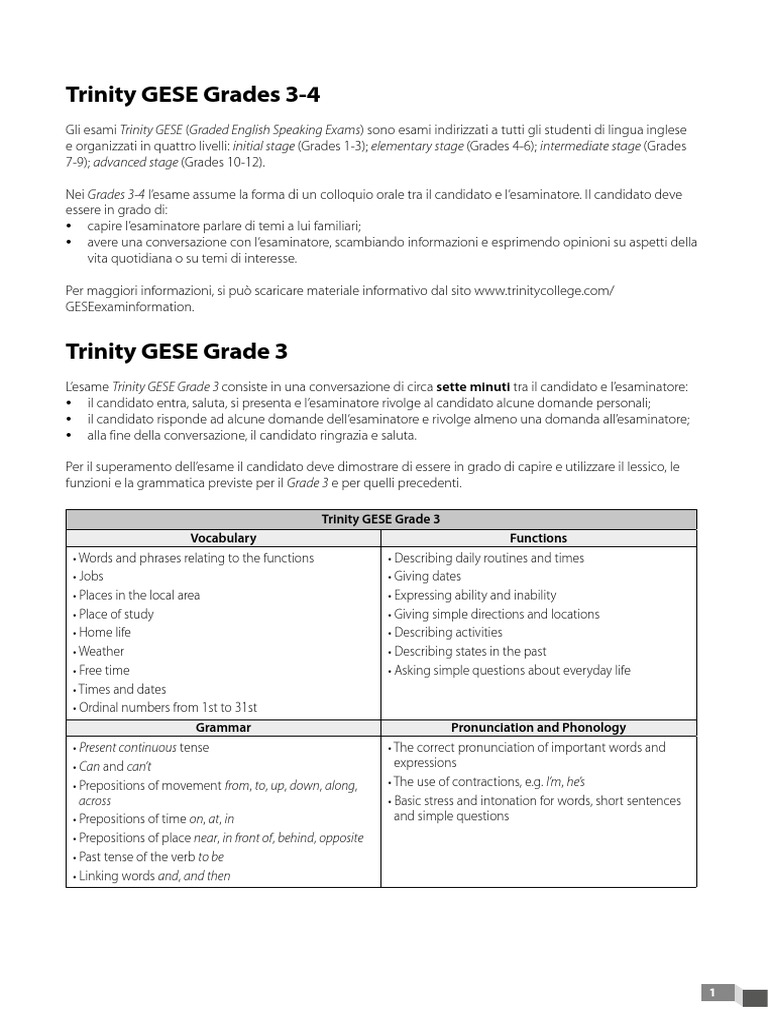 Trinity GESE Grades 3-4 | PDF