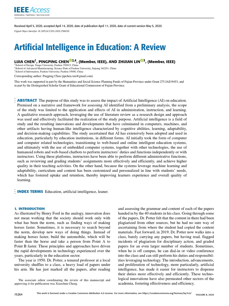 Artificial Intelligence in Education: A Review | PDF | Artificial ...