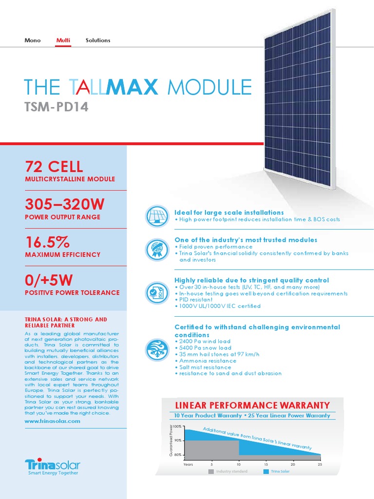 EN TSM PD14 Datasheet 2016 A Web | PDF | Photovoltaics | Solar Cell