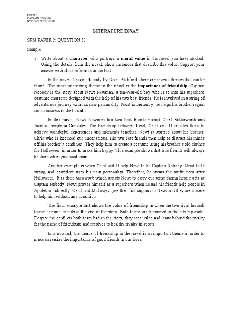 Captain Nobody Sample Essays | PDF | Love