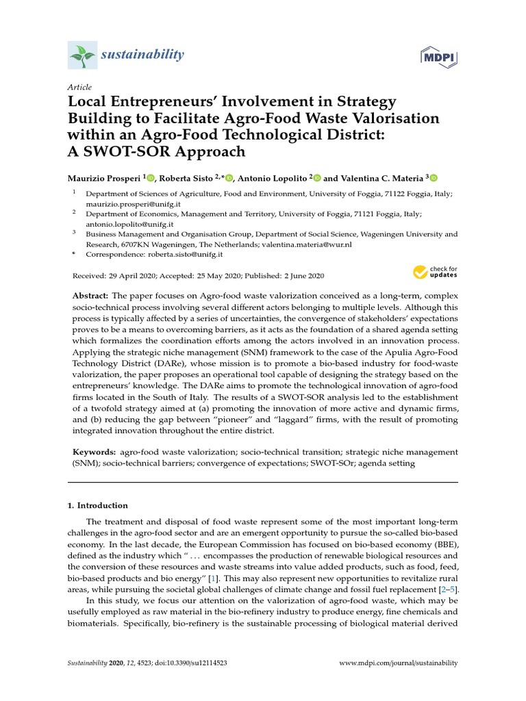 Sustainability 12 04523 v2 | PDF | Innovation | Swot Analysis