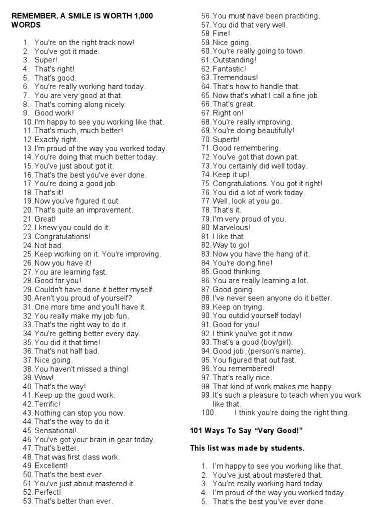 101 Positive Feedback Phrases | PDF | Leisure