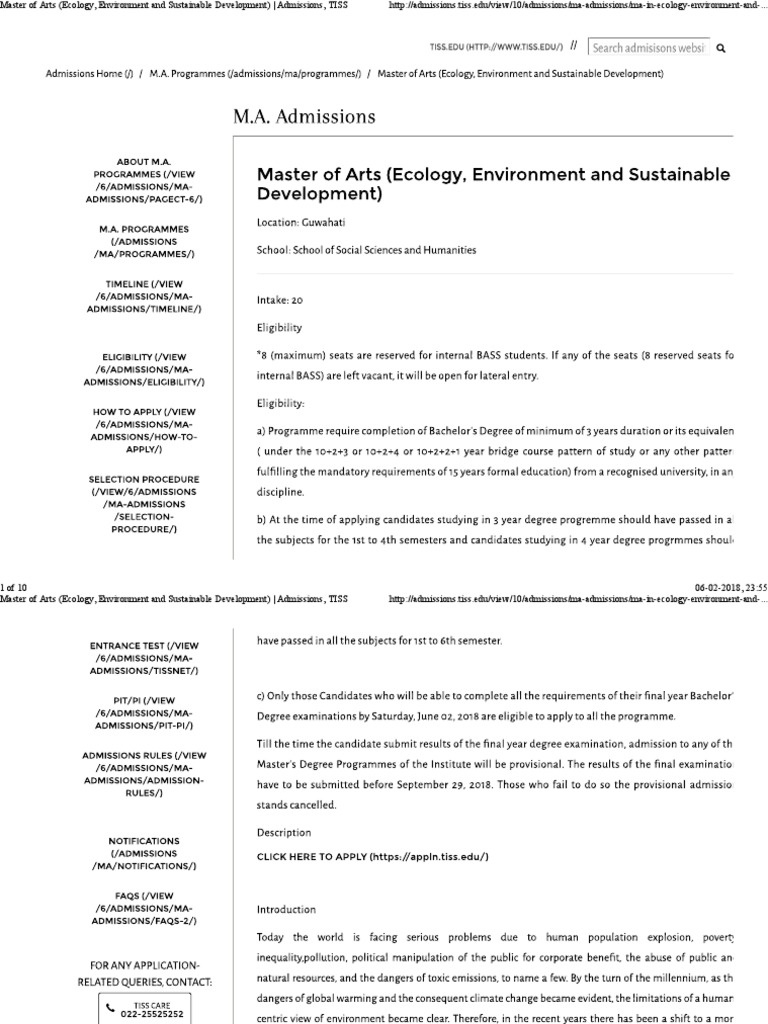 EcologyTISS Syllabus | PDF | Environmentalism | Systems Ecology