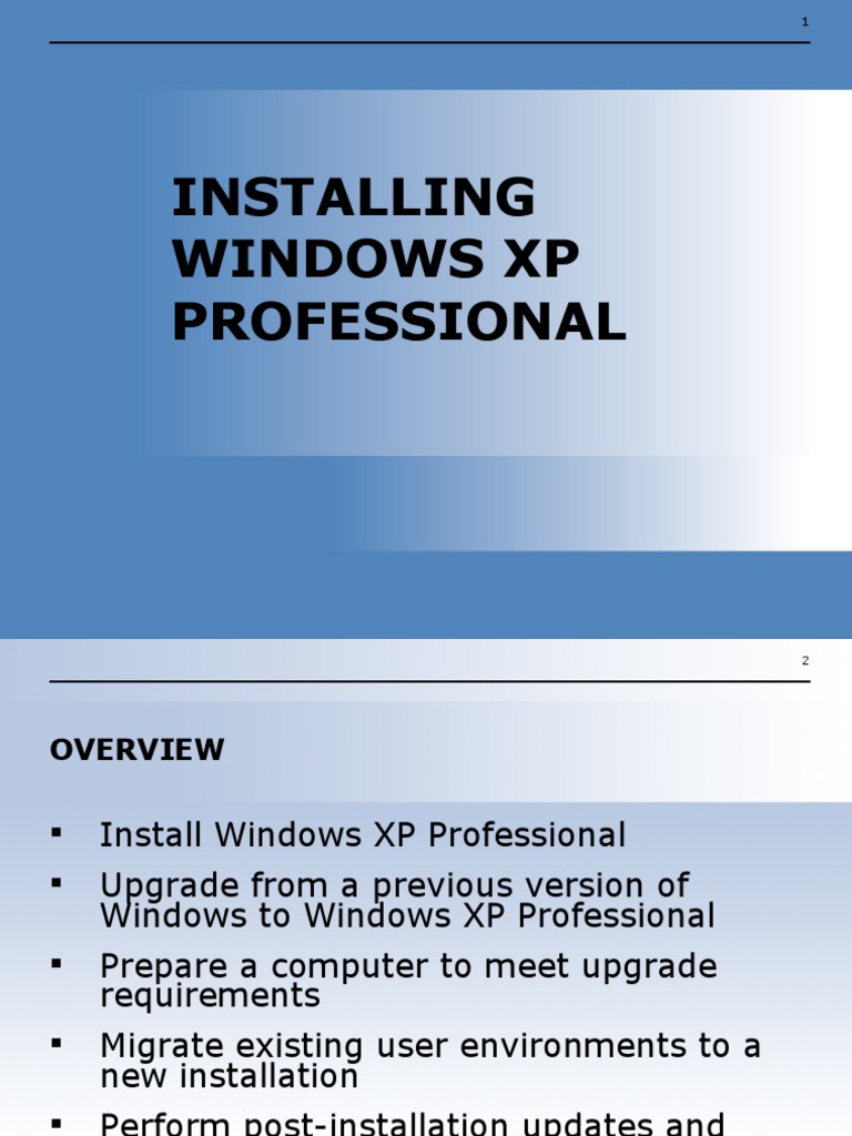 Installing Windows XP Professional | PDF | Installation (Computer Programs) | Microsoft Windows