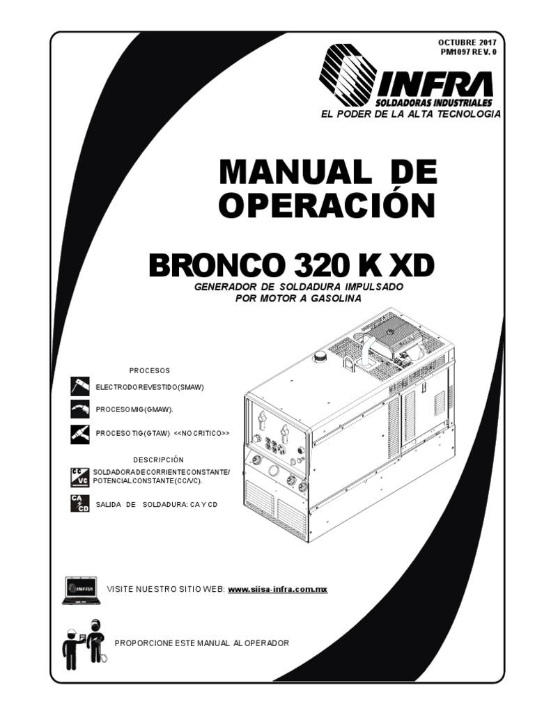 Manual de Operación Soldadora Bronco 320K | PDF | Soldadura | Construcción