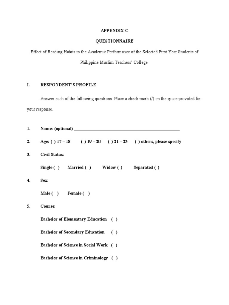 APPENDIX C QUESTIONNAIRE 2nd Draft | PDF | Teachers | Test (Assessment)