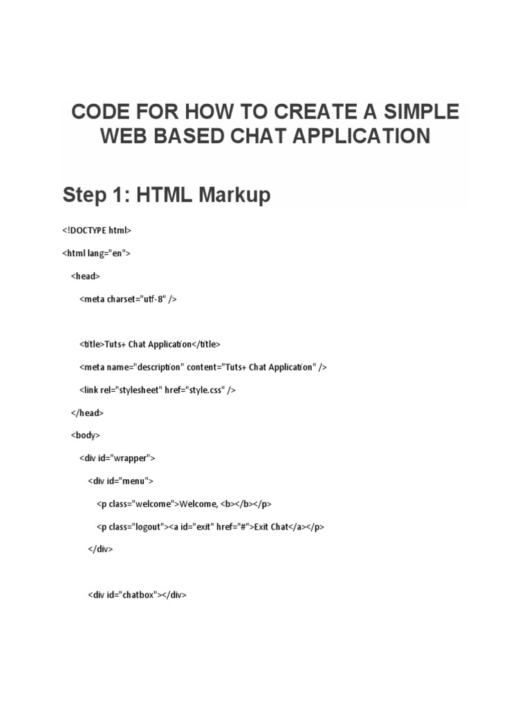 Code For How To Create A Simple Web Based Chat Application | PDF ...