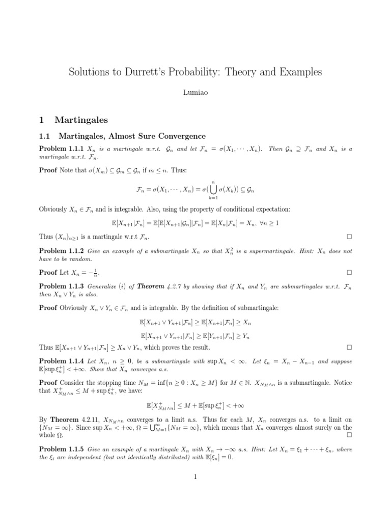 Durrett Probability Solutions Overview | PDF | Markov Chain ...