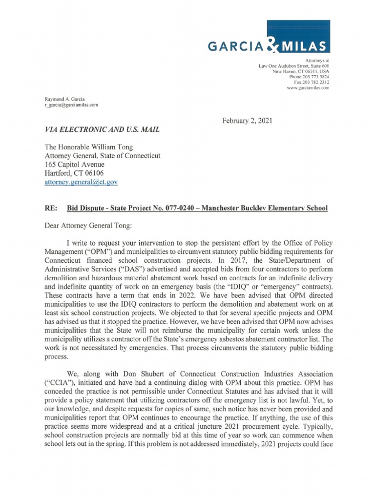 RAG Letter To Attorney General William Tong | PDF