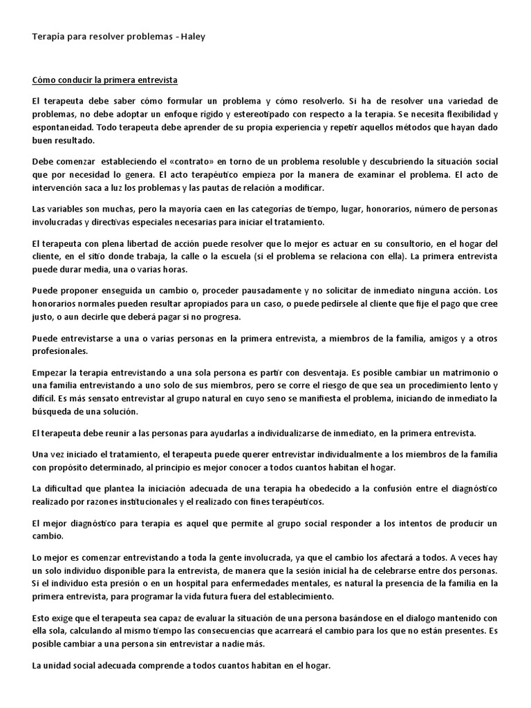 Terapia para Resolver Problemas - Haley | PDF | Familia | Comportamiento