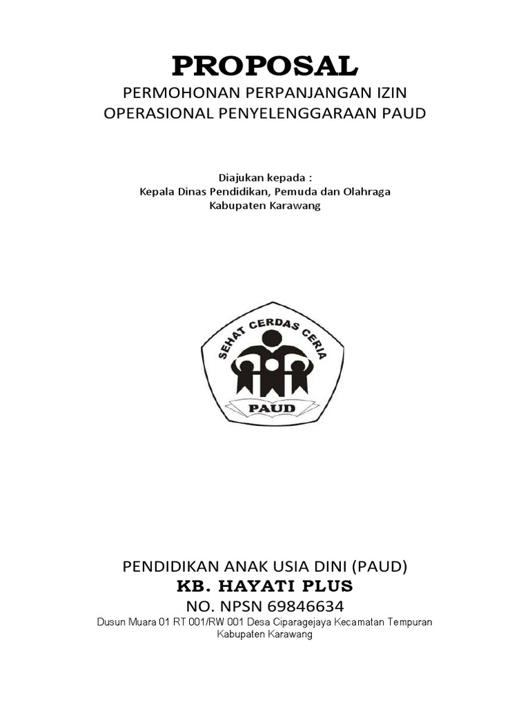 Proposal Permohonan Perpanjangan Izin Operasional | PDF