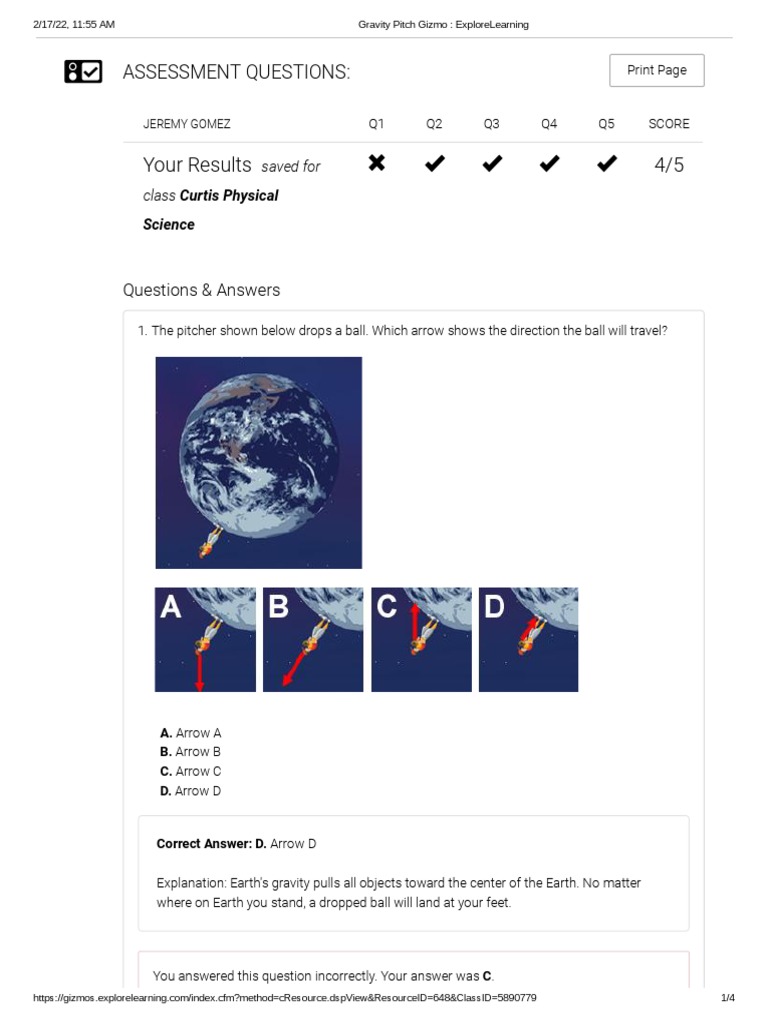 Gravity Pitch Gizmo Assessment Results | PDF | Neptune | Orbit