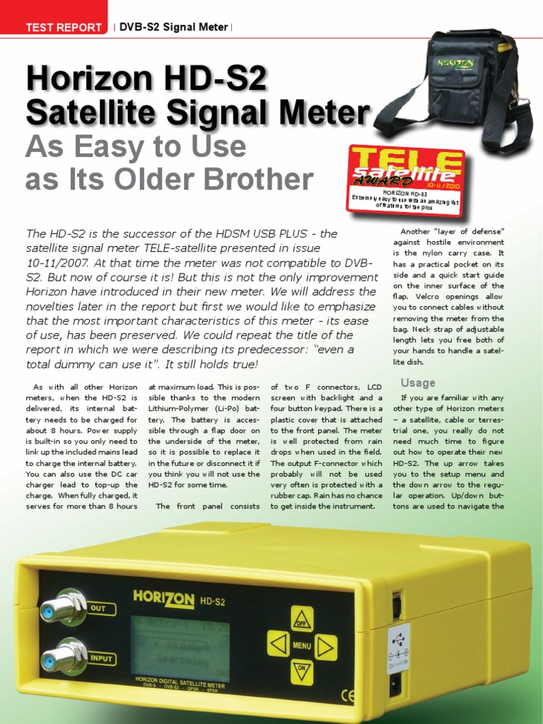 Horizon HD-S2 Satellite Signal Meter: As Easy To Use As Its Older ...