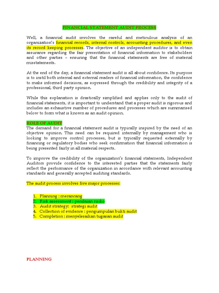 Financial Statement Audit Process | PDF | Audit | Financial Audit