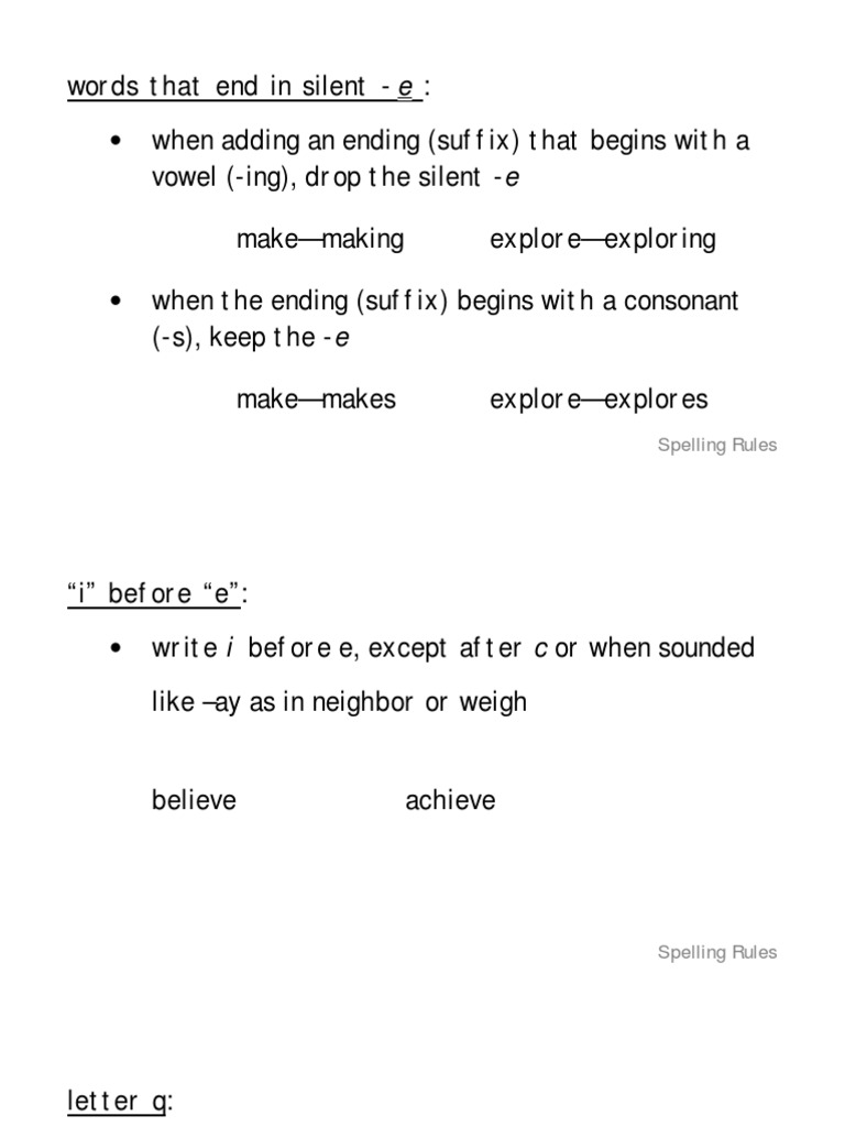 Silent E Spelling Rules Explained | PDF