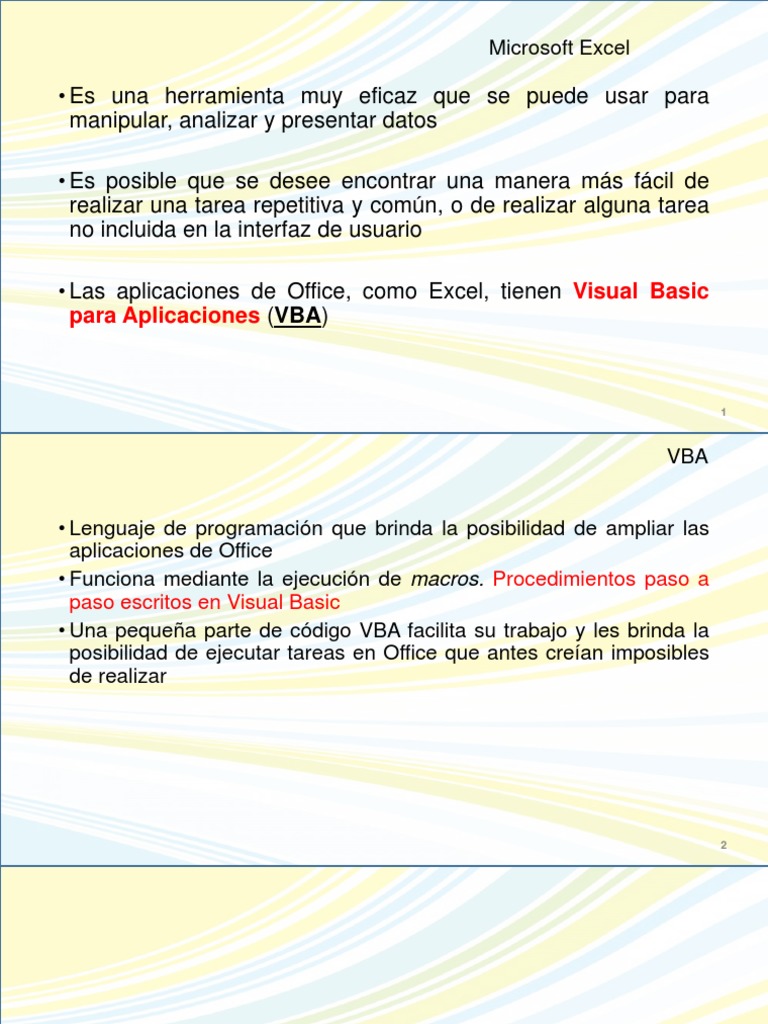 Programación Excel VBA | PDF | Microsoft Excel | Visual Basic para Aplicaciones