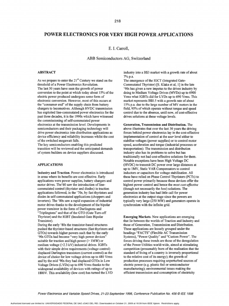 Power Electronics For Very High Power Applications | PDF | Power ...
