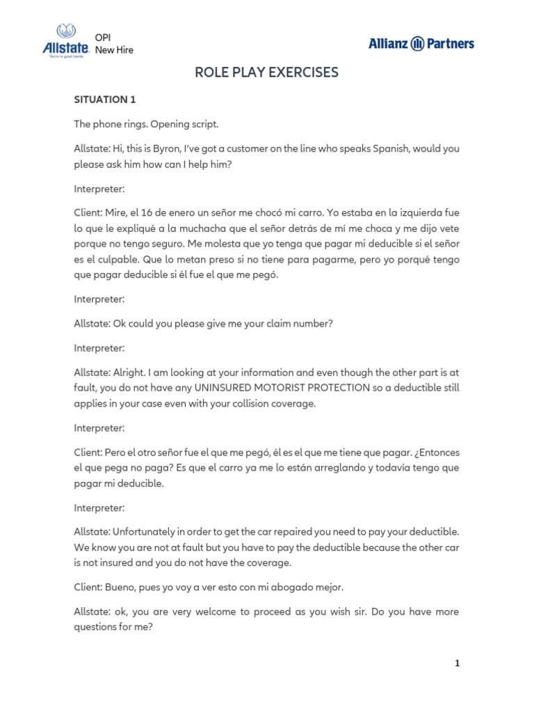 Role Play Exercises: Situation 1 | PDF