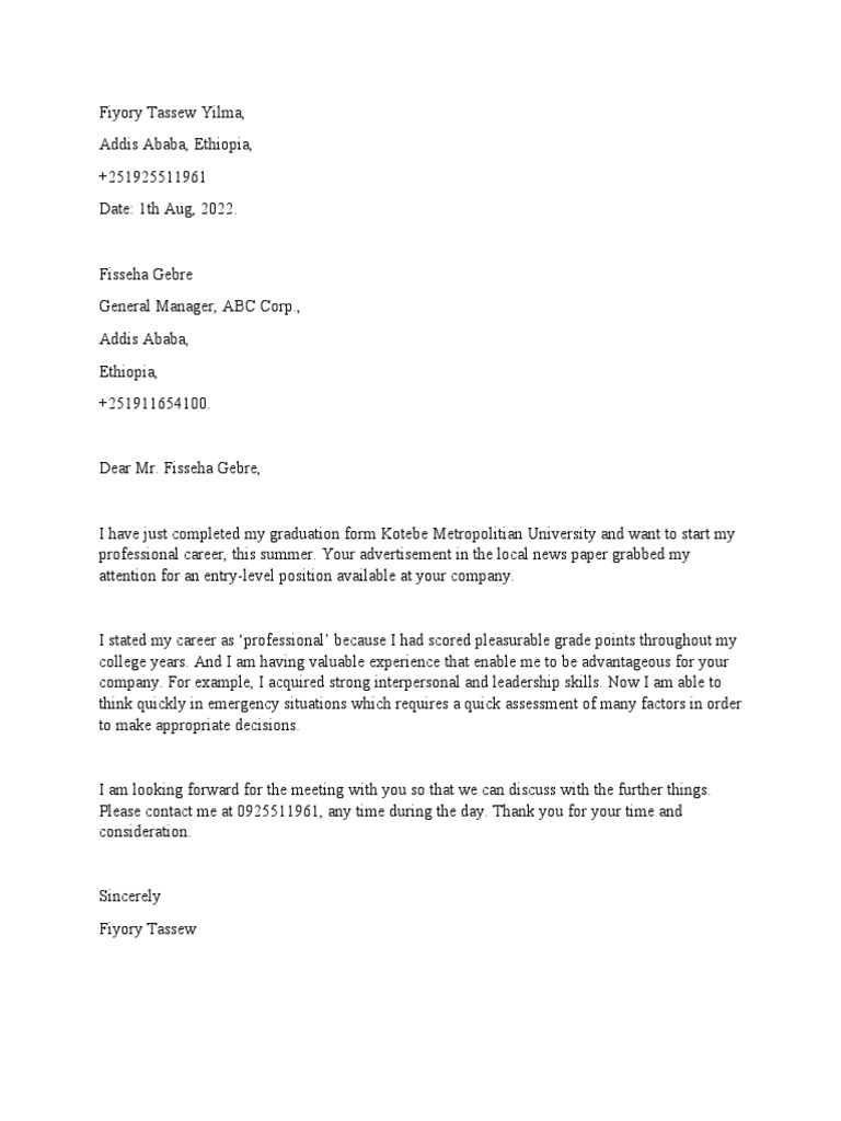 Application Letter | PDF