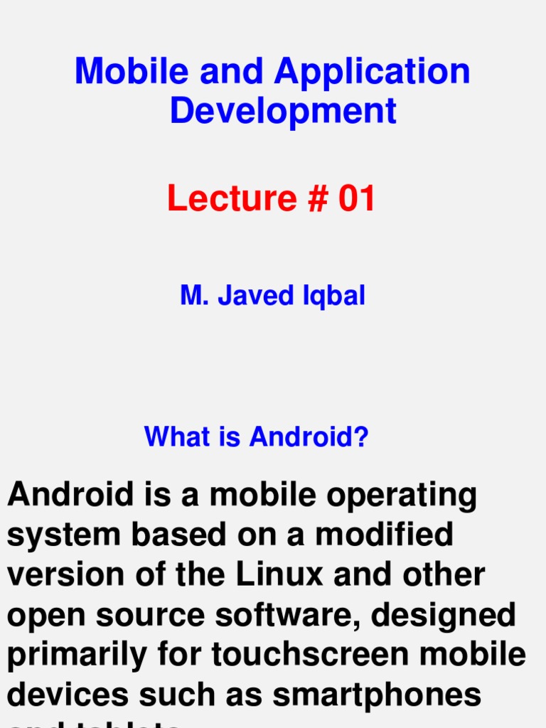 Android Development Slides Lec 01 GCUF | PDF | Android (Operating System) | Application Software
