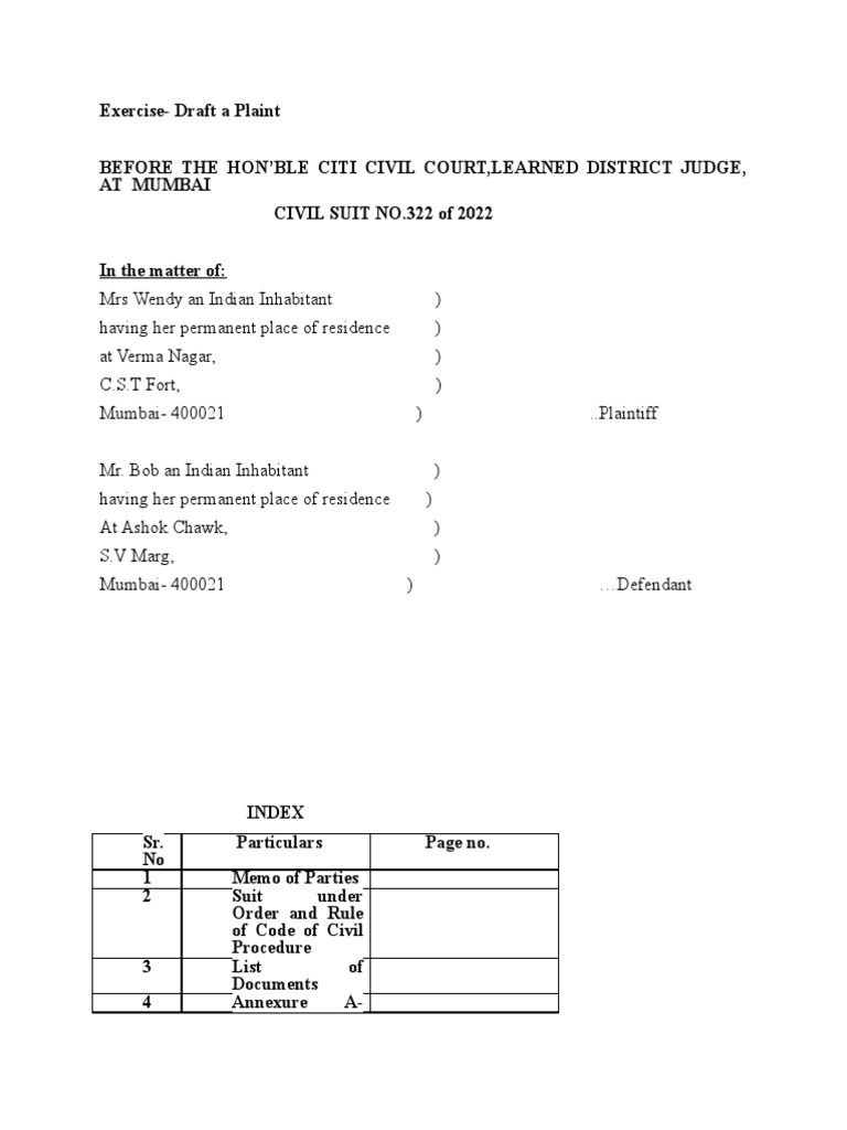 Draft of Plaint | PDF | Lawsuit | Public Law