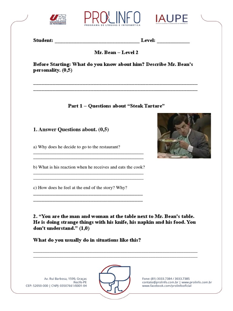 Mr. Bean (Activities) | PDF | Coffee