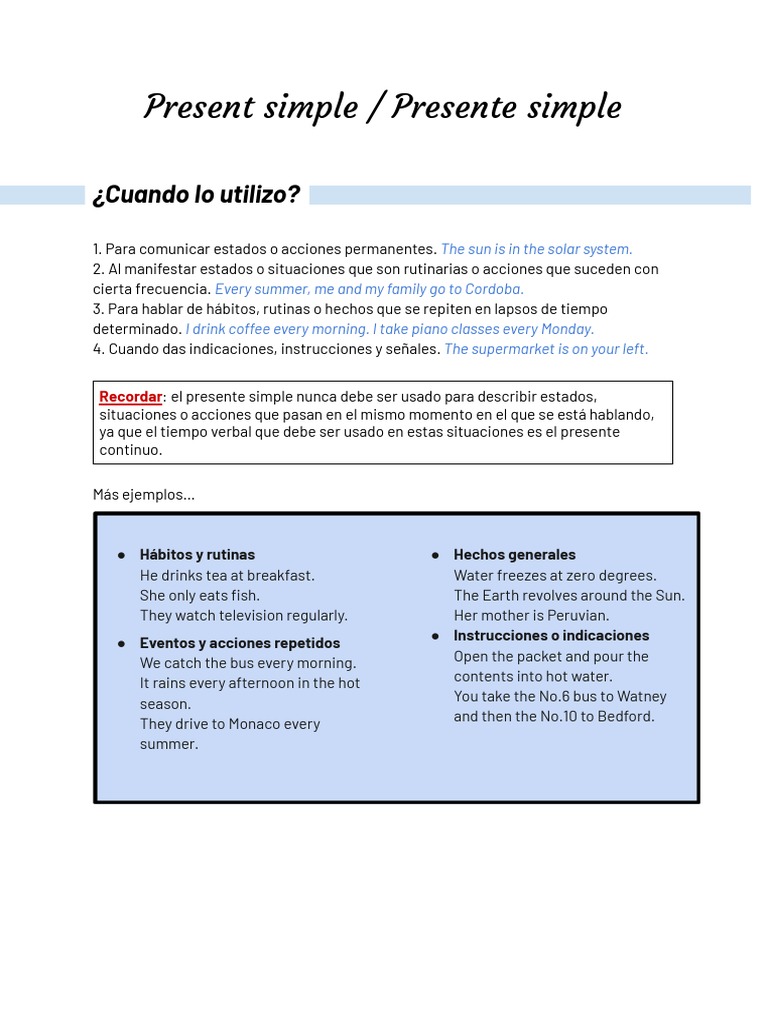 Present Simple - Presente Simple | PDF | Linguistics | Languages