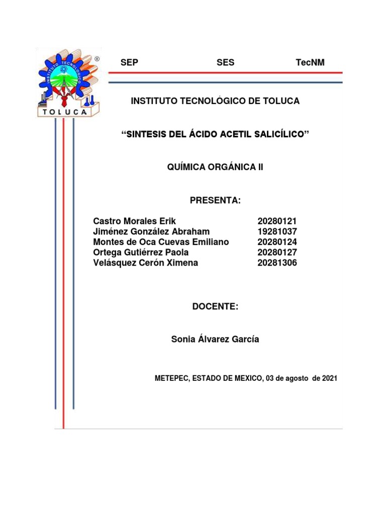 Practica2-QOII-Sintesis Del Acido Acetil Salicilico | PDF | Aspirina ...