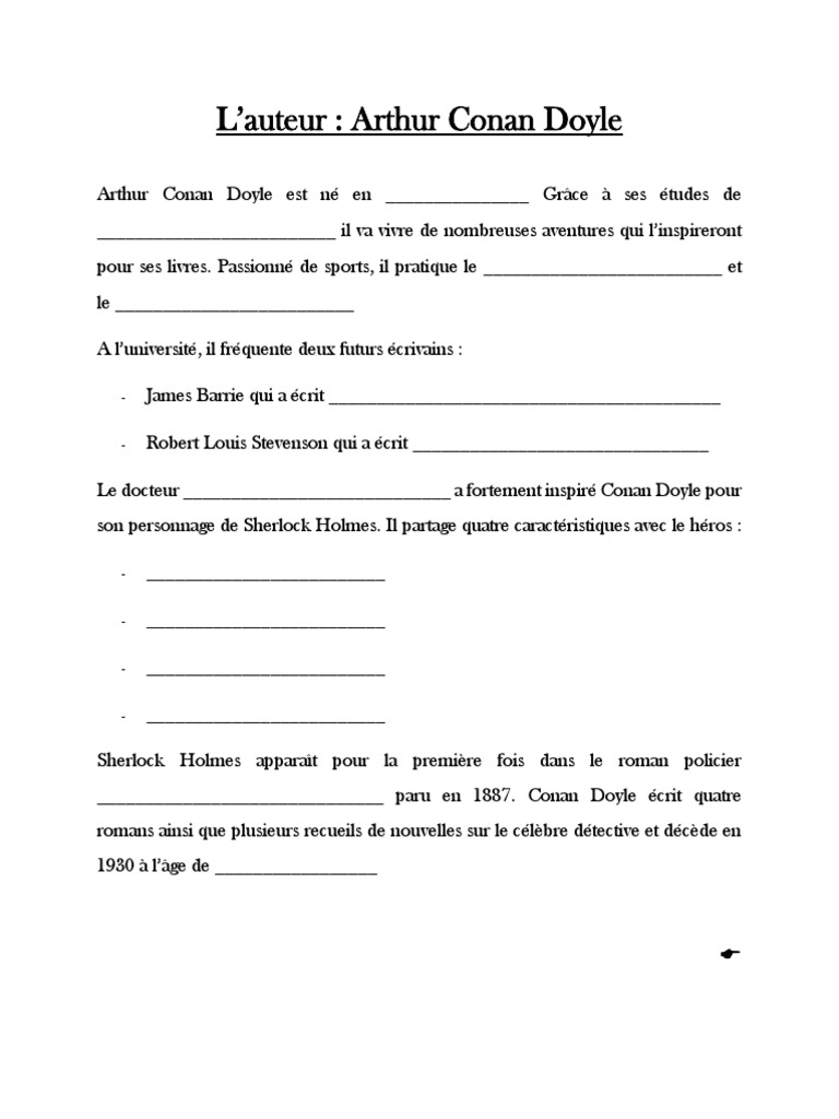 Arthur Conan Doyle et Sherlock Holmes | PDF | Sherlock Holmes | Arthur ...