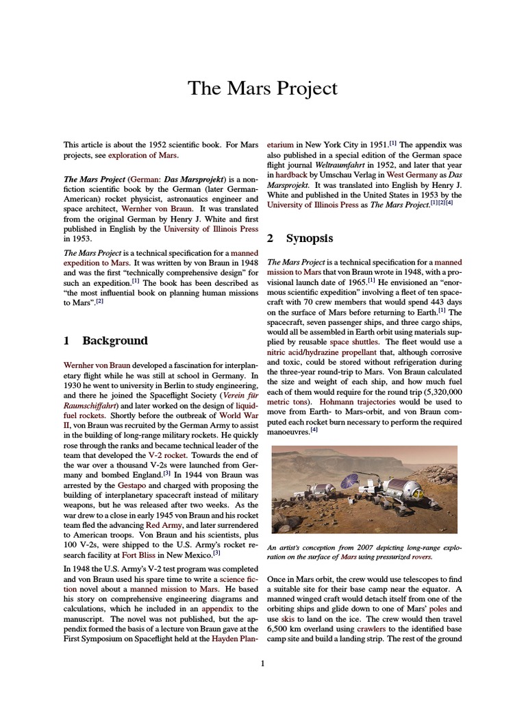 Wernher von Braun's Mars Project Overview | PDF | Outer Space | Spaceflight