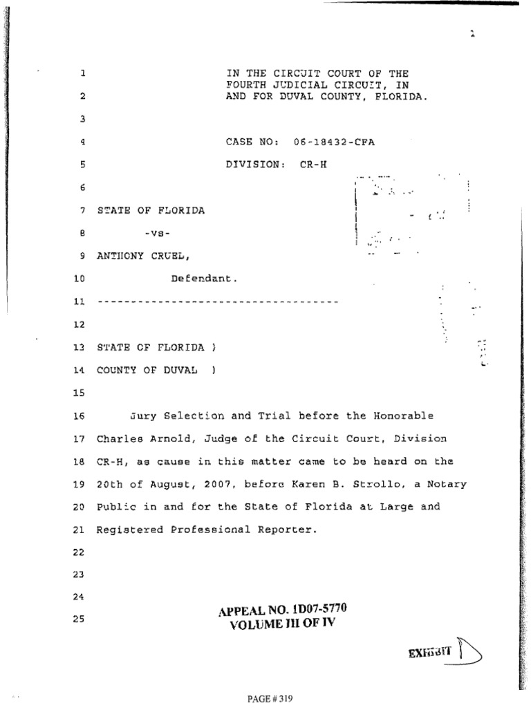 (06-Cf-18432) Index Record of Appeal Volume 1 (3.850) Testimony | PDF